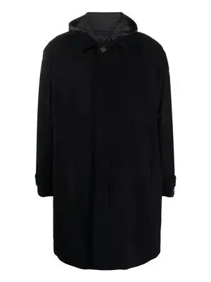 Corneliani Hooded Single-breasted Coat - Blue