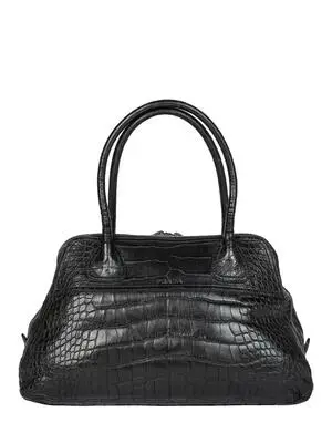 Prada Crocodile-effect Top Handle Tote Bag - Black