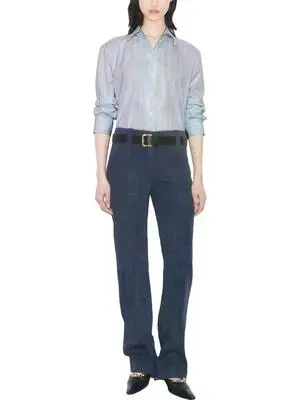 TORY BURCH Tory Burch Striped Cotton Shirt With Cut-Out Collar