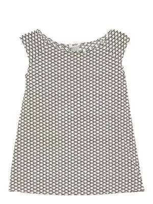 SIYU Geometric Pattern Sleeveless Blouse - Neutrals