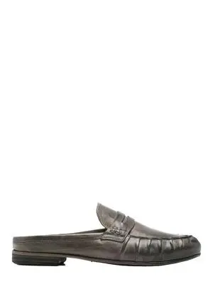 LEQARANT Leather Penny Mules - Brown