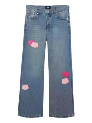 Gcds X Hello Kitty Wide Leg Denim Trousers - Blue