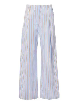 Dries Van Noten Striped Cotton Wide-leg Trousers - Blue