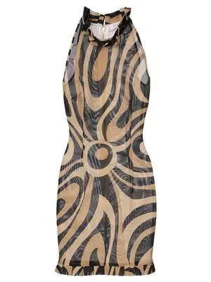 Emilio Pucci Marmo Ruffled Mini Dress - Beige