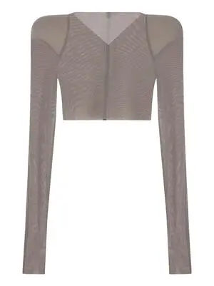 Rick Owens Helm Stretch-mesh Blouse - Gray