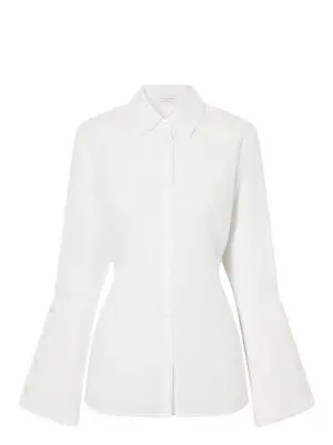 VIOLANTE NESSI Cayo Linen Shirt With Sculpted Waist And Elongated Cuffs - White