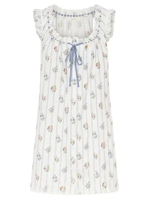 DÔEN Nessie Embroidered Floral-print Organic Cotton Mini Dress - Multi