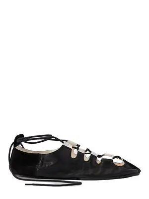 Alaïa Suede-trimmed Leather Ballet Flats - Black