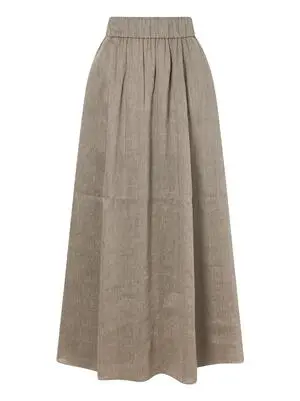 CORTANA Aria Striped Linen And Silk-blend Maxi Skirt - Gray