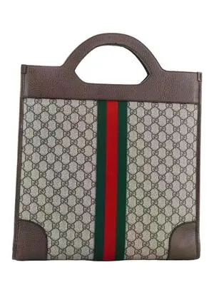 Gucci Ophidia Cut Out Handle Gg Coated Canvas Medium Tote Bag - Brown