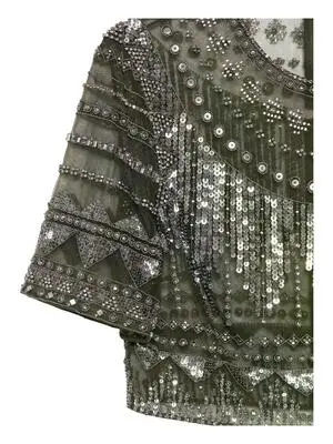Elie Saab Embellished Cropped Top - Silver