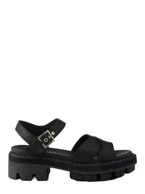 Prada Leather Sandals With Buckled Strap And Lug Sole - Black