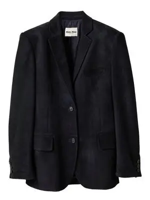 Miu Miu Waxed Suede Blazer - Blue
