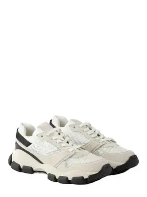 Prada Mesh Fabric And Suede Sneakers - Neutrals