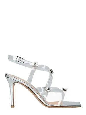 GIANVITO ROSSI Crystal Fever Pvc And Leather Heeled Sandals - Silver