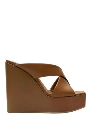 Vicini Crossover Strap Platform Mules - Brown