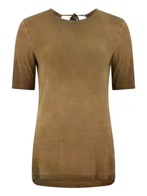 UMA WANG Cowl-back Tie-fastening T-shirt - Brown