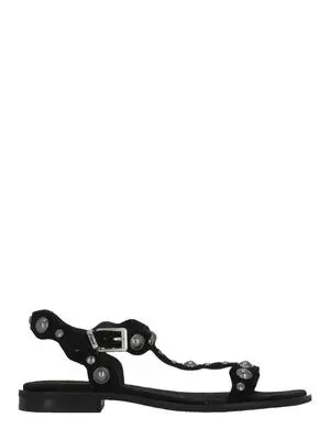 Ash Embellished Flat Sandals - Black