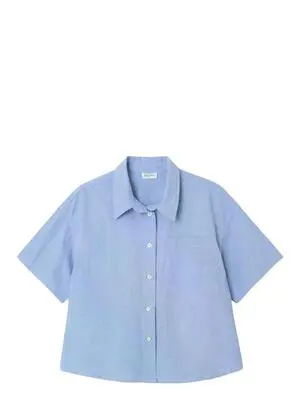 American Vintage Short-sleeve Shirt With Classic Collar - Blue