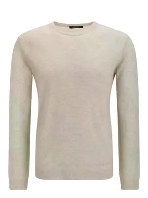 ARAGONA Crew Neck Long Sleeve Sweater - Neutrals