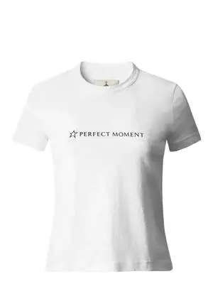 Perfect Moment White Slub Texture Logo Print T-shirt - Neutrals