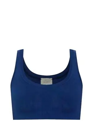 Hanro Shell Embroidered Cropped Top - Blue