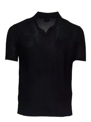 RAKKI Honeycomb-knit V-neck Polo Shirt - Blue