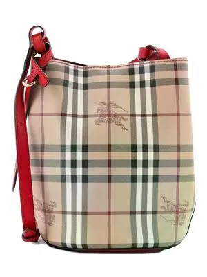 Burberry Lorne Haymarket Coated Canvas Small Bucket Bag - Neutrals