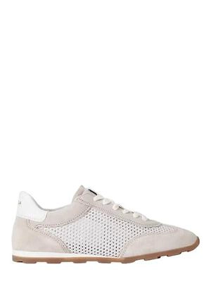 Carvela Cortona Suede And Mesh Lace-up Trainers - Bone