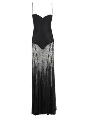 Elisabetta Franchi Red Carpet Lace Panel Maxi Dress - Black