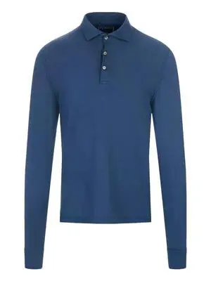 Fedeli Long-sleeve Polo Shirt Blue