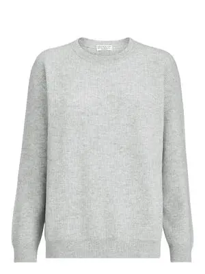 BRUNELLO CUCINELLI Brunello Cucinelli Cashmere Ribbed Sweater With Monili Trim