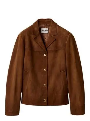 Miu Miu Waxed Suede Jacket - Brown