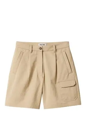 Miu Miu Cotton Bermuda Shorts - Neutral