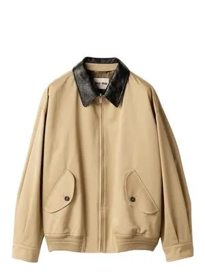 MIU MIU Miu Miu Leather-Trimmed Cotton Bomber Jacket