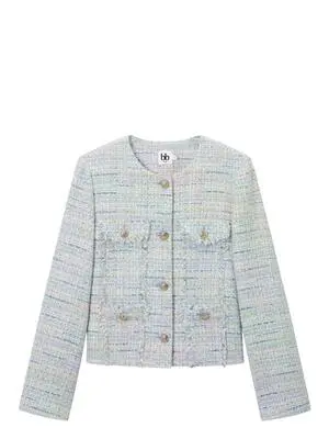 B+AB Fringed Tweed Jacket - Blue