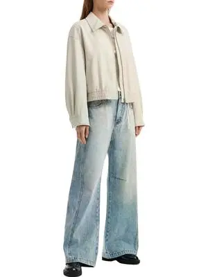 TOUT A COUP Zip-up Collared Bomber Jacket - Neutrals