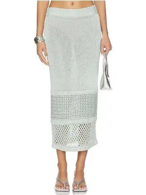 DODIEE Ruby Crochet Skirt With Metallic Threading - Mint