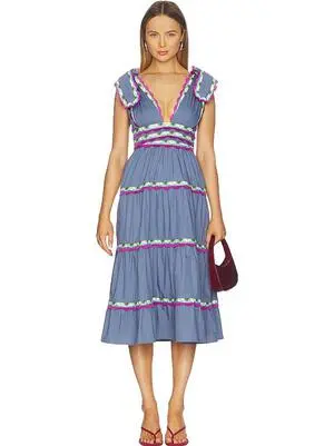 Celiab CeliaB Chelili Poplin Midi Dress Blue