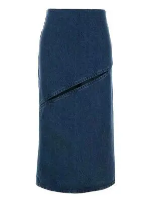 JIL SANDER Cut-out Denim Skirt - Blue
