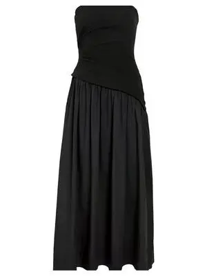 Staud Nia Panelled Asymmetric Maxi Dress - Black