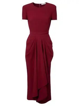 Givenchy Asymmetrical Draped Midi Dress In Cherry - Red