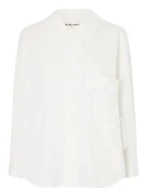 Comme Des Garçons Cotton Poplin Shirt With Crochet Pocket Detail - White
