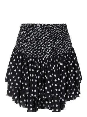 DONDE ESTEBAN Estrellitas Y Olas Ruffled Mini Skirt - Black