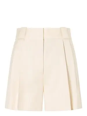 BLAZÉ MILANO Danae Mid-rise Pleated Canvas Shorts - Neutrals
