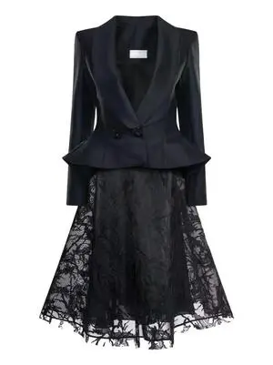 ARAFTU Peplum Lace-patterned Gown - Black