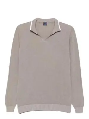 Fedeli Long Sleeve Polo Collar Sweater - Grey