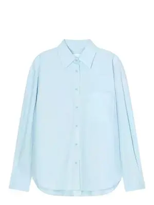 Closed Embroidered Cotton Oversized Shirt - Blue