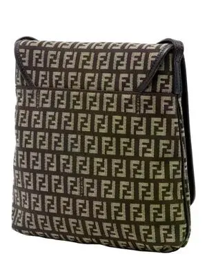 Fendi Zucchino Canvas Flap Crossbody Bag - Brown
