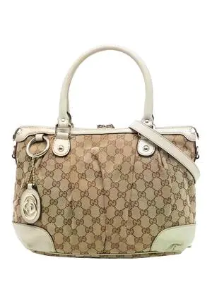 Gucci Gg Monogram Canvas Sukey Satchel - Neutrals